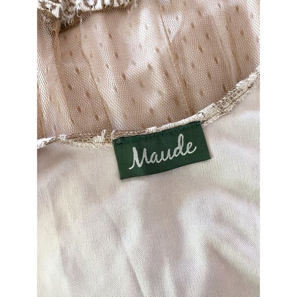 Maude | Dresses | Maude Sleeveless Sheer Lace Brown Ivory Dress Small ...